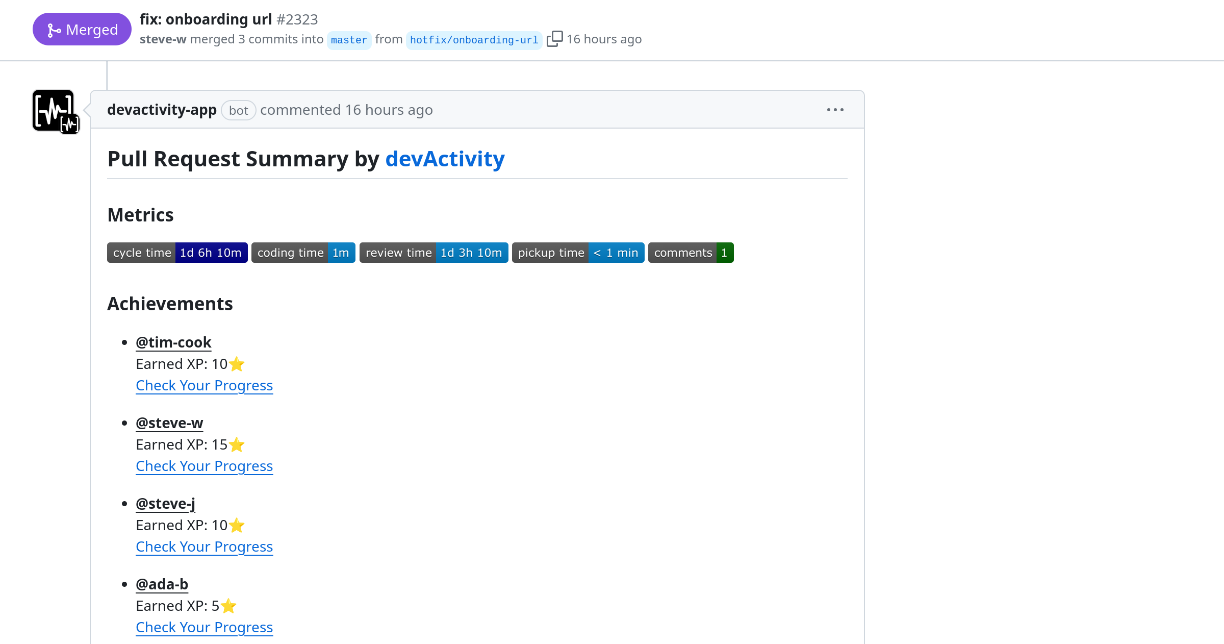 devActivity - Developer Work Quality Metrics
