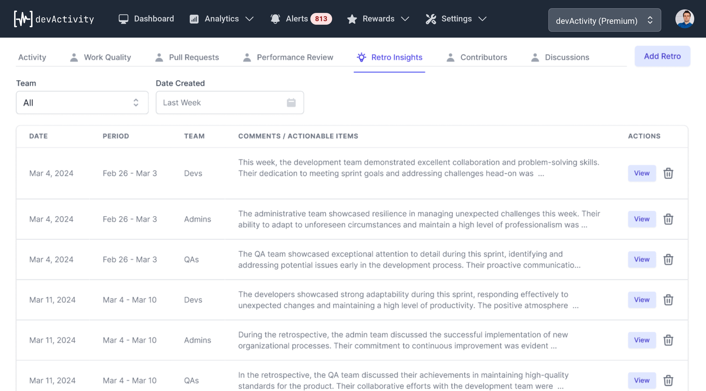 devActivity - Performance Review
